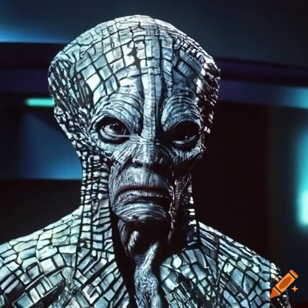 Giant aliens in silver mosaic robes and veils in Star Trek original ...