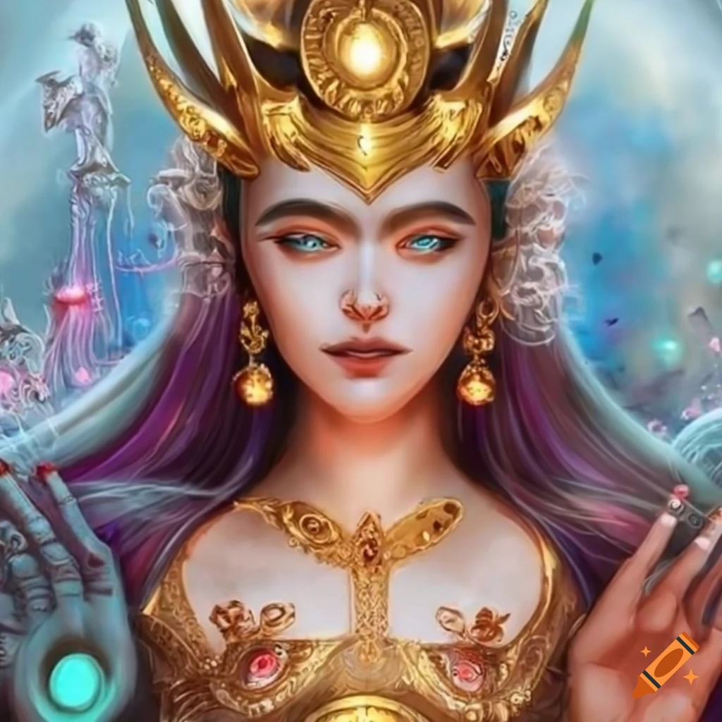 Majestic and wise queen radiating light on Craiyon