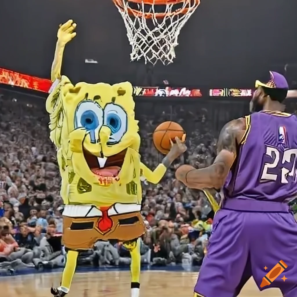 Sponge bob dunking on lebron james on Craiyon