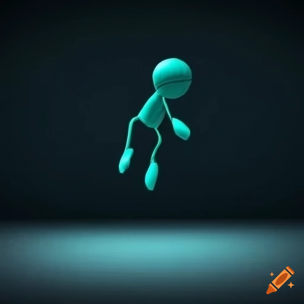 3d model stickman floating in an empty room on Craiyon