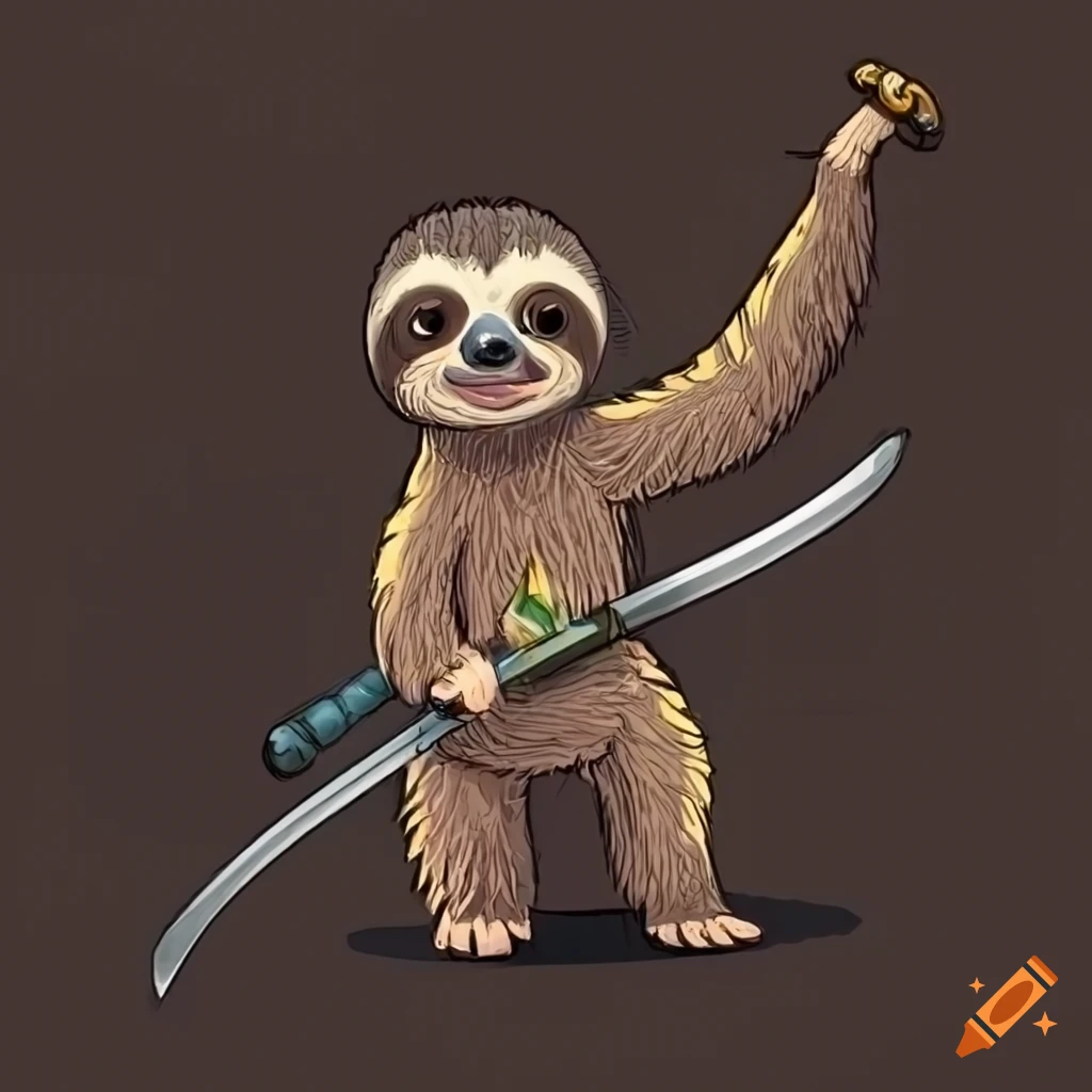 Sloth holding a sword on Craiyon