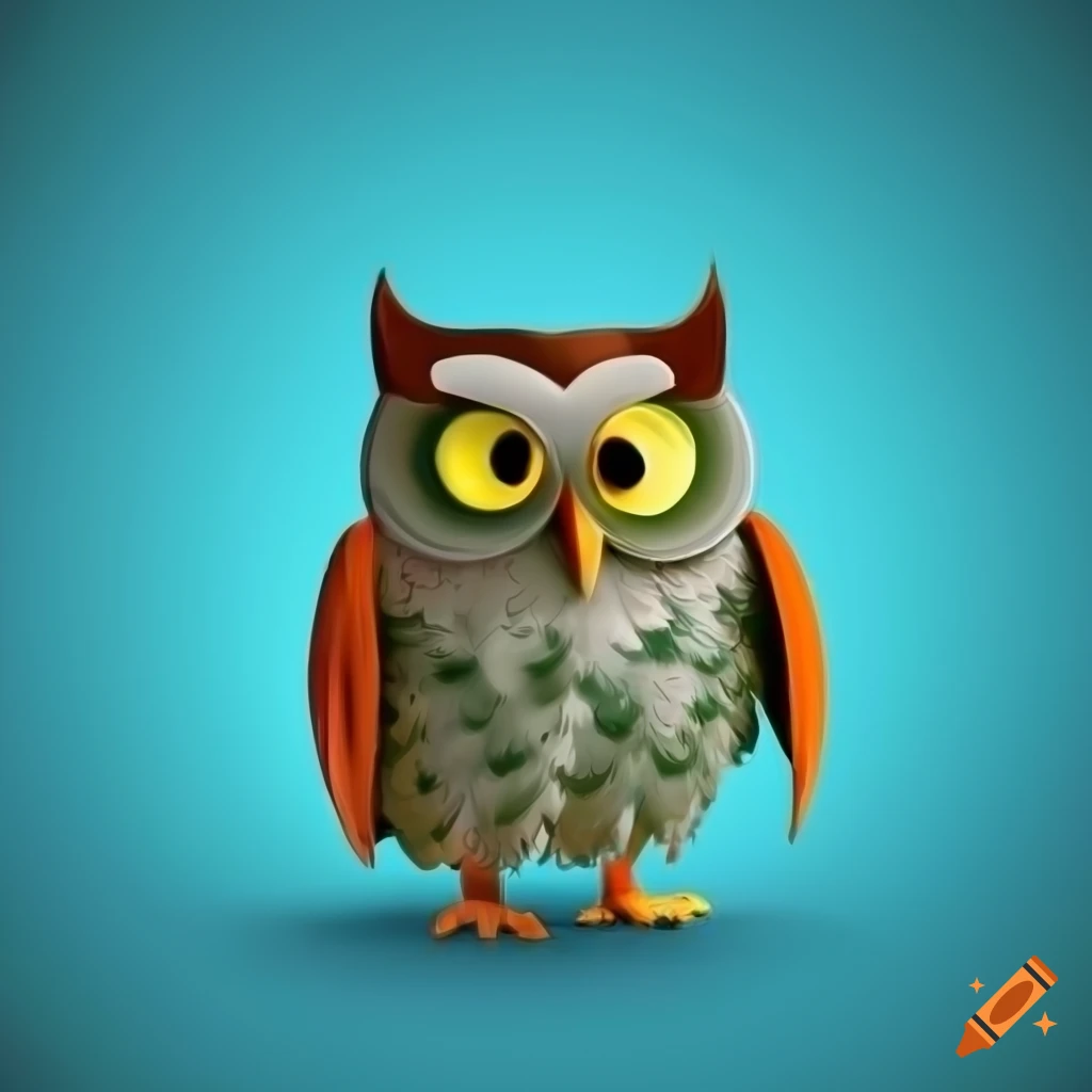Funny and vibrant 3d render clip art of owls on Craiyon