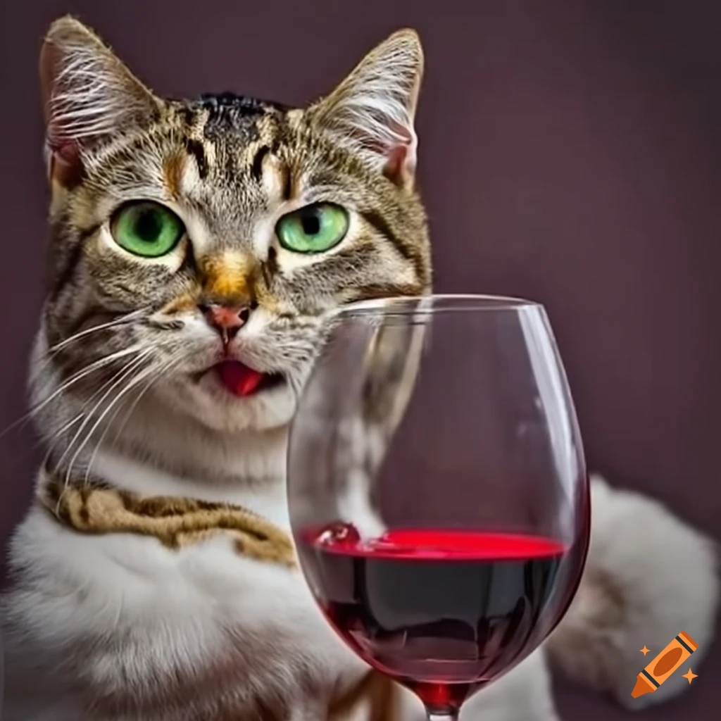 Noble cat with monocle drinking wine on Craiyon