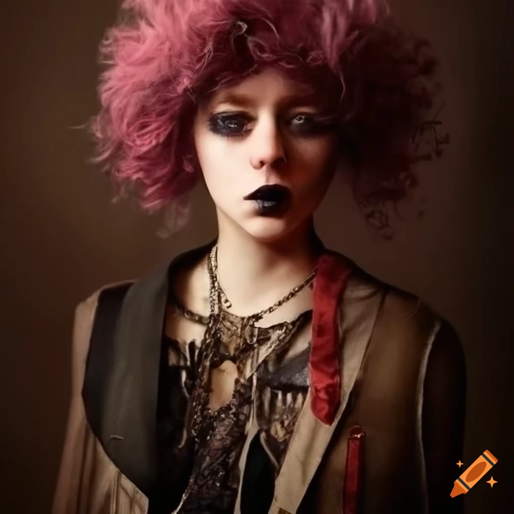 Androgynous person in whimsigoth punk style on Craiyon
