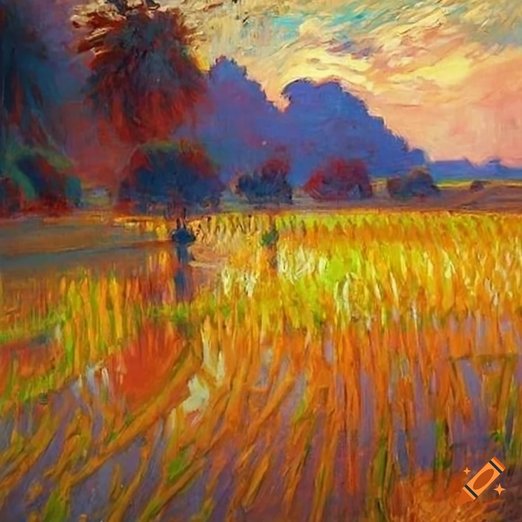 Impressionist painting of philippine rice fields on Craiyon