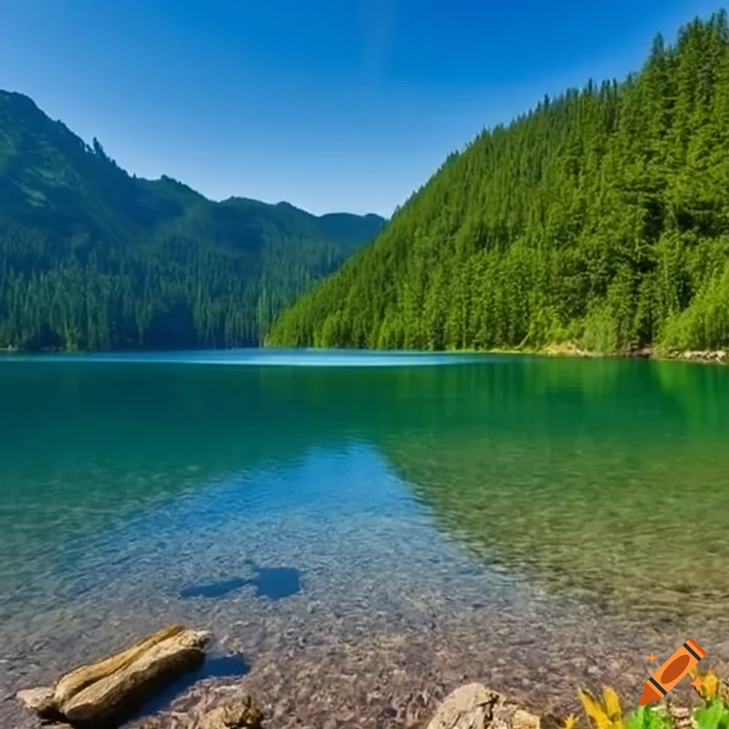 Mountain lake on Craiyon