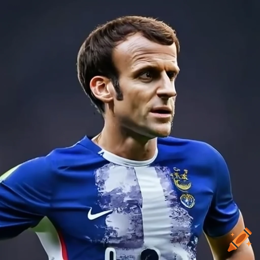Emmanuel macron wearing kylian mbappé's football jersey and holding the ...