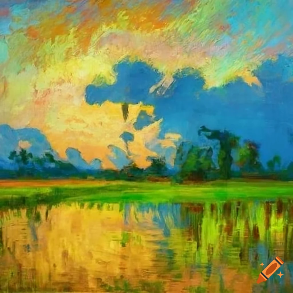 Impressionist painting of philippine rice fields on Craiyon