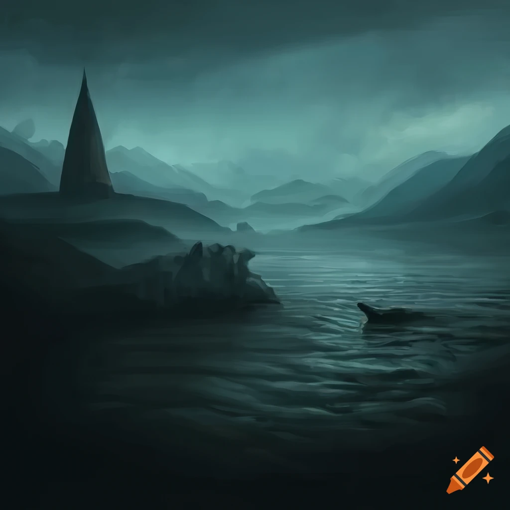 Melancholic epic viking landscape on Craiyon