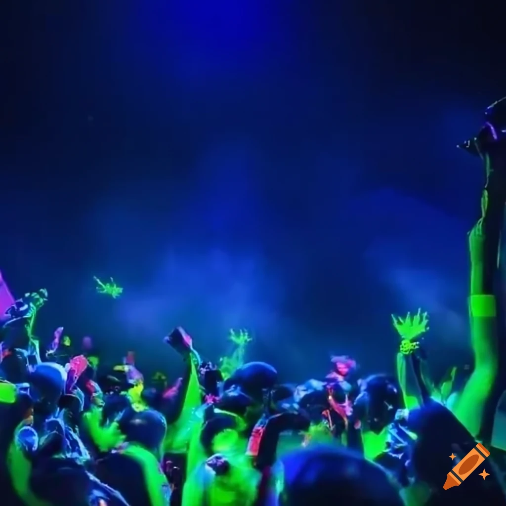 Empty rave party venue with vibrant lights and colors on Craiyon