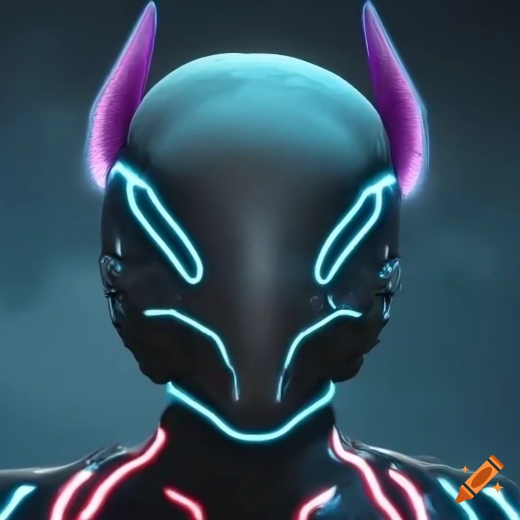 Fluffy animal in futuristic Tron suit on alien planet on Craiyon