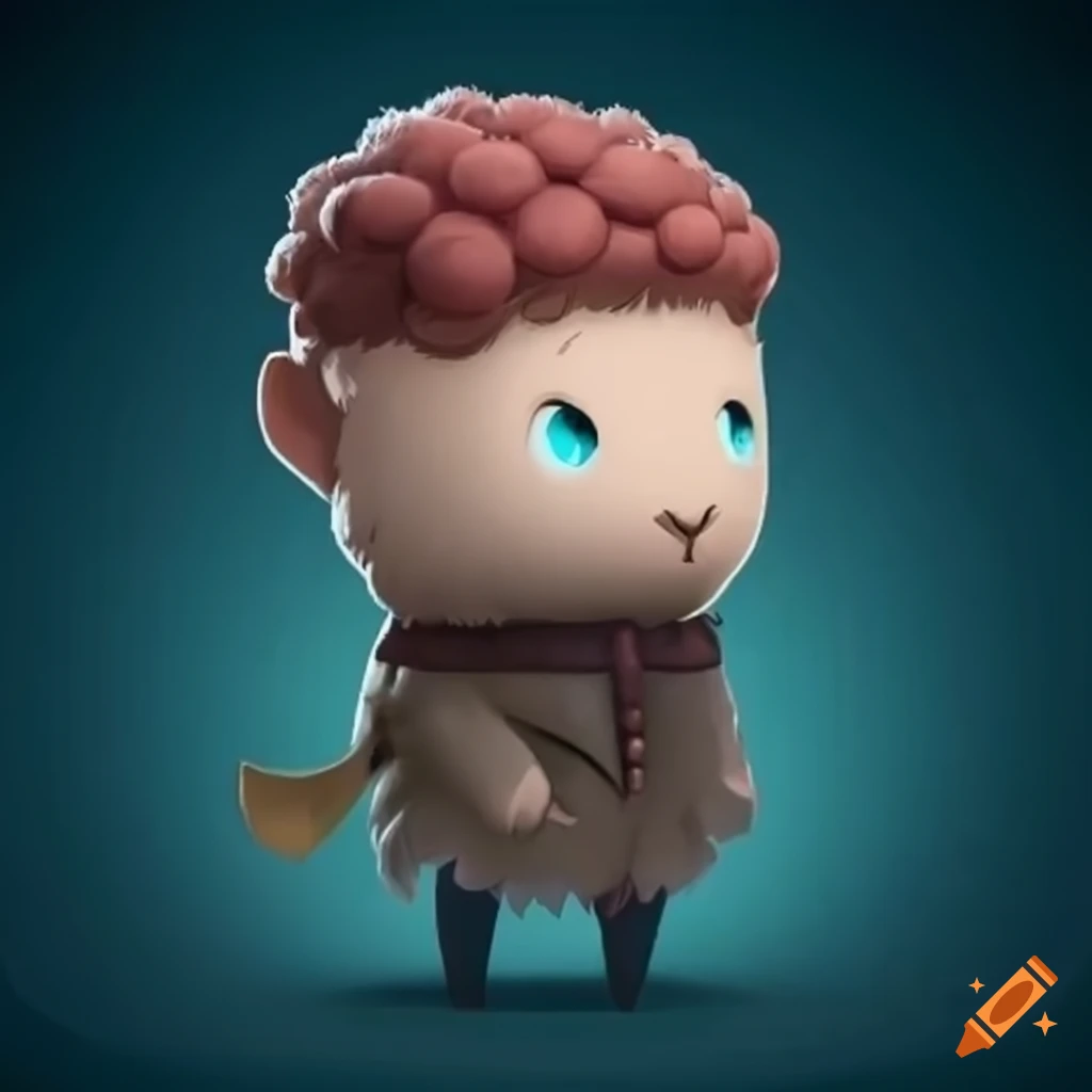 Adventure game character resembling a sheep wearing clothes on Craiyon