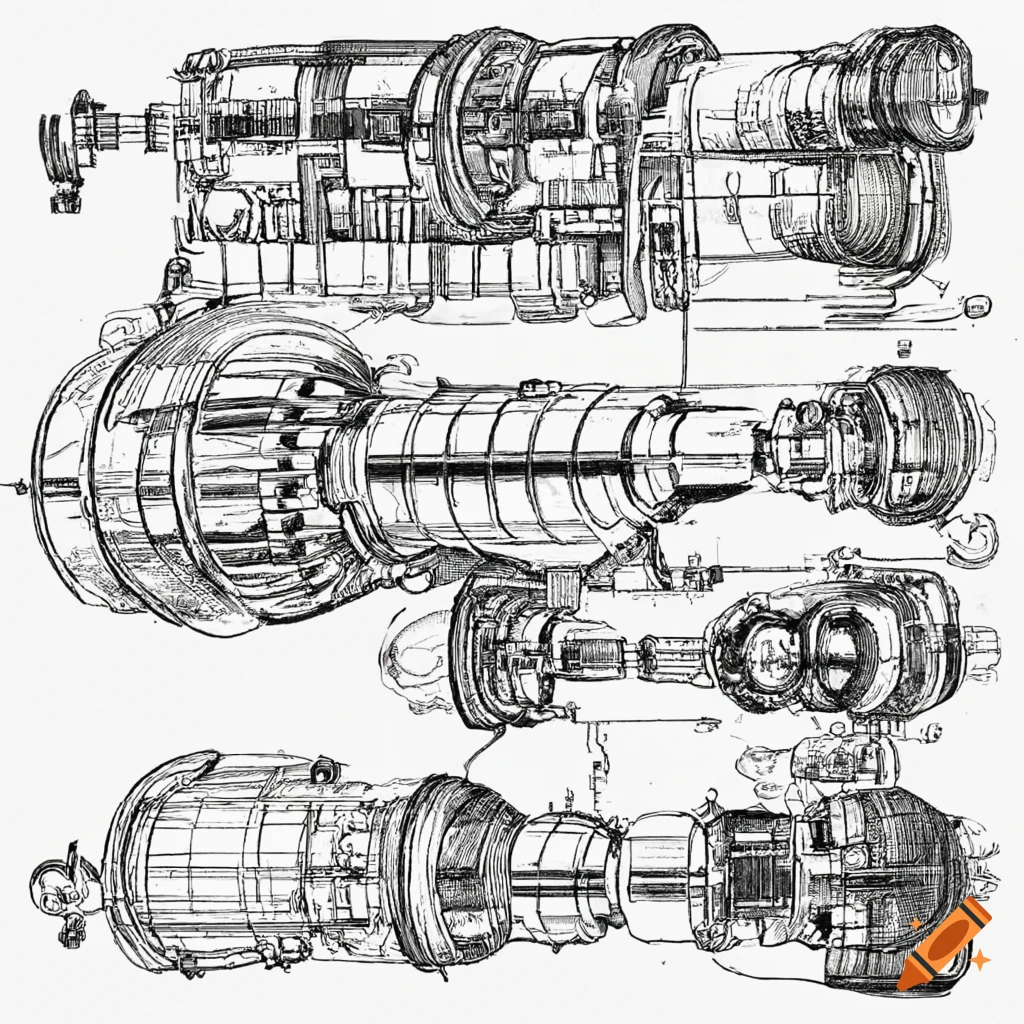 Rocket engine schematic on Craiyon