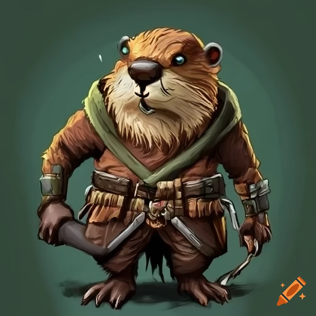 Beaver army character for root rpg on Craiyon