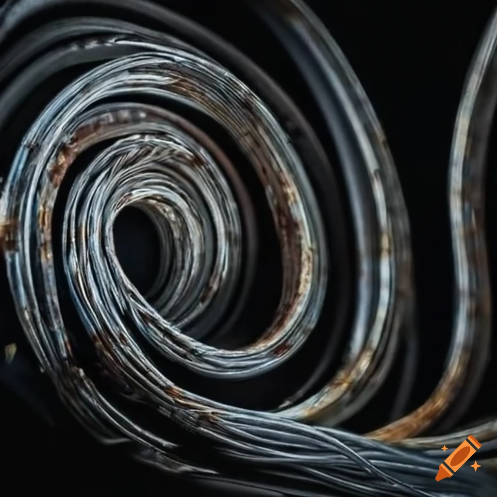 Corroded metallic wires exposed in the plane interior on Craiyon