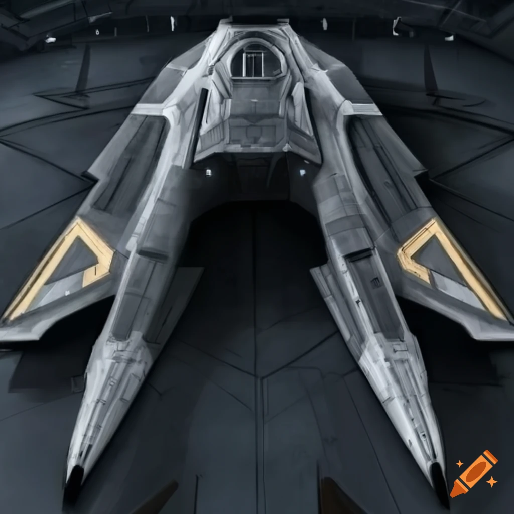 Stealth Delta 7b Jedi Interceptor in a Jedi hangar on Craiyon