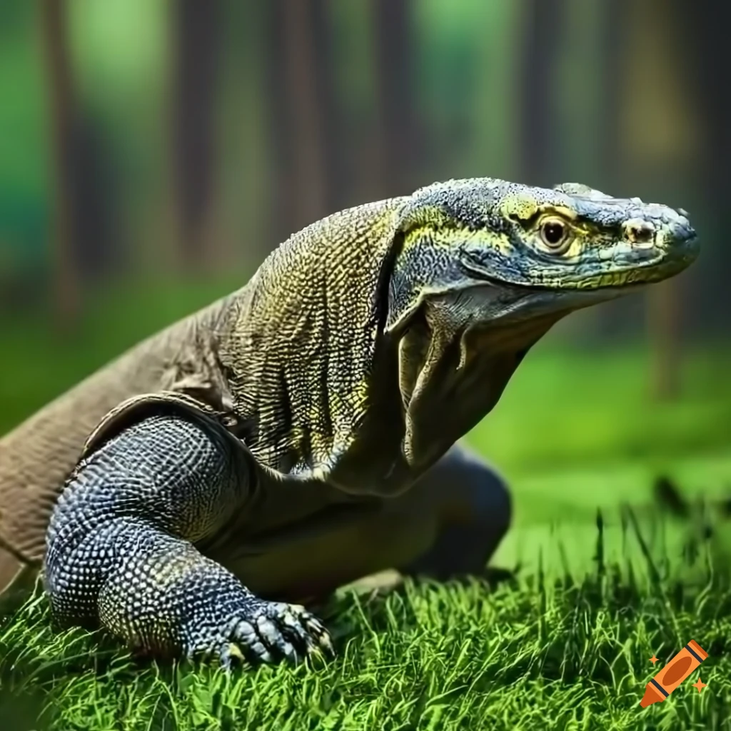 Portrait of komodo dragon in forest with natural light on Craiyon