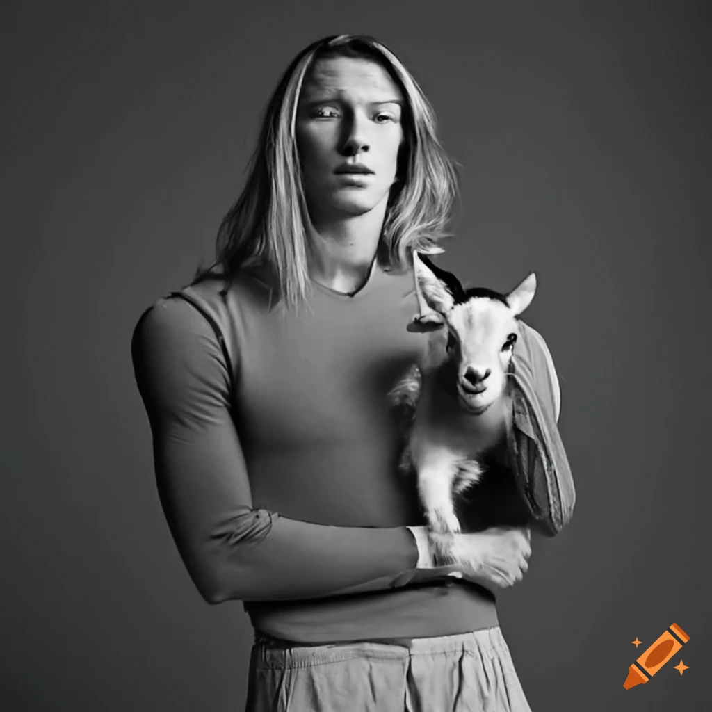 Trevor lawrence holding a baby goat on Craiyon