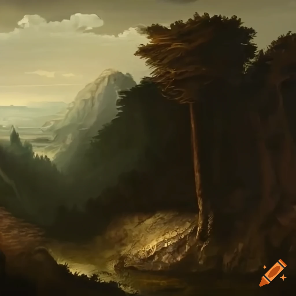 2d landscape art with a huge monster on Craiyon