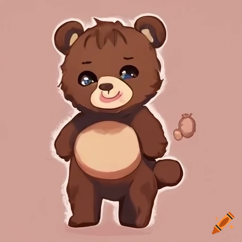 Cute and fluffy chibi bear cub on Craiyon