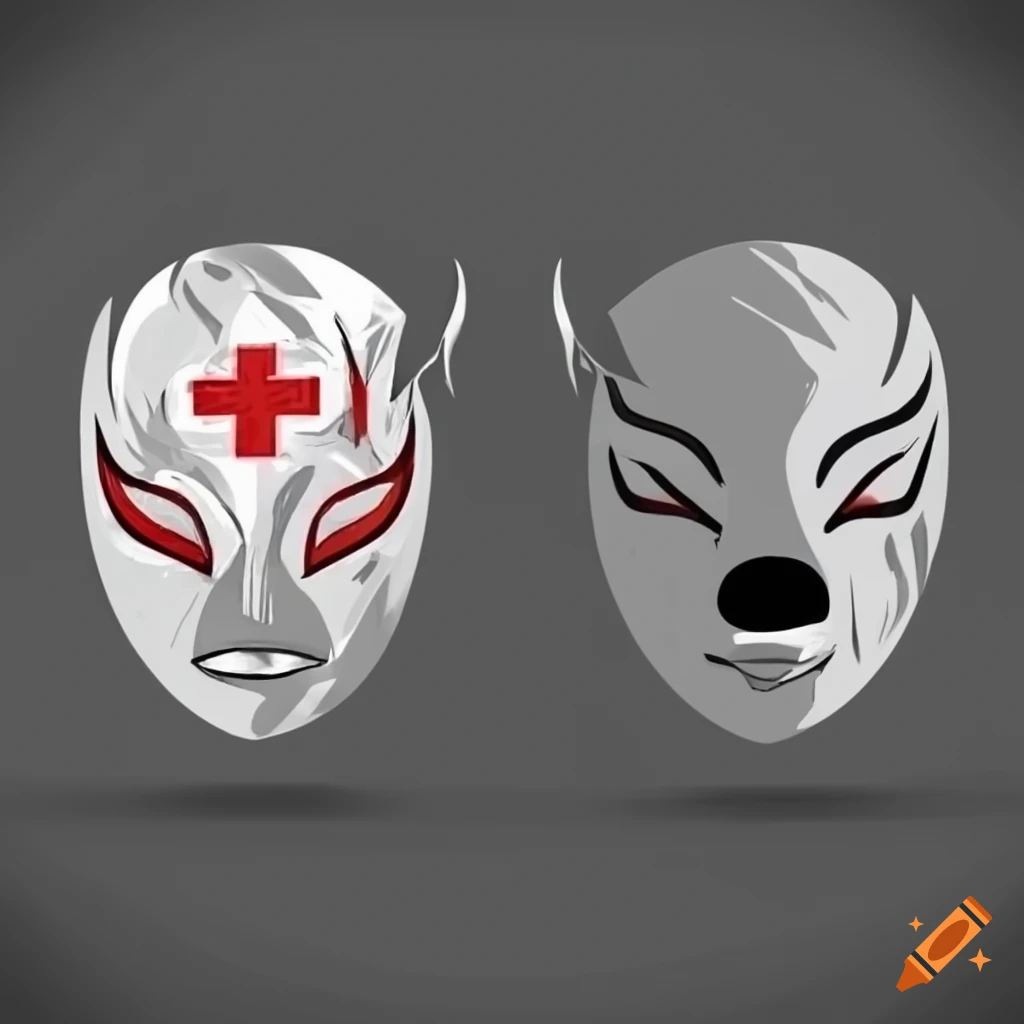 Luchador mask with red cross in modern company logo on Craiyon