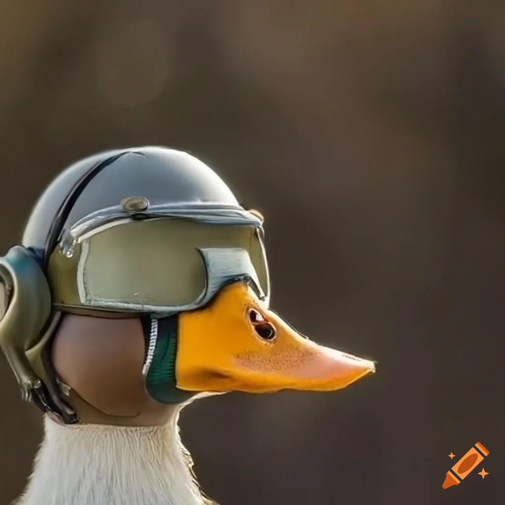 Duck wearing pilot helmet on Craiyon