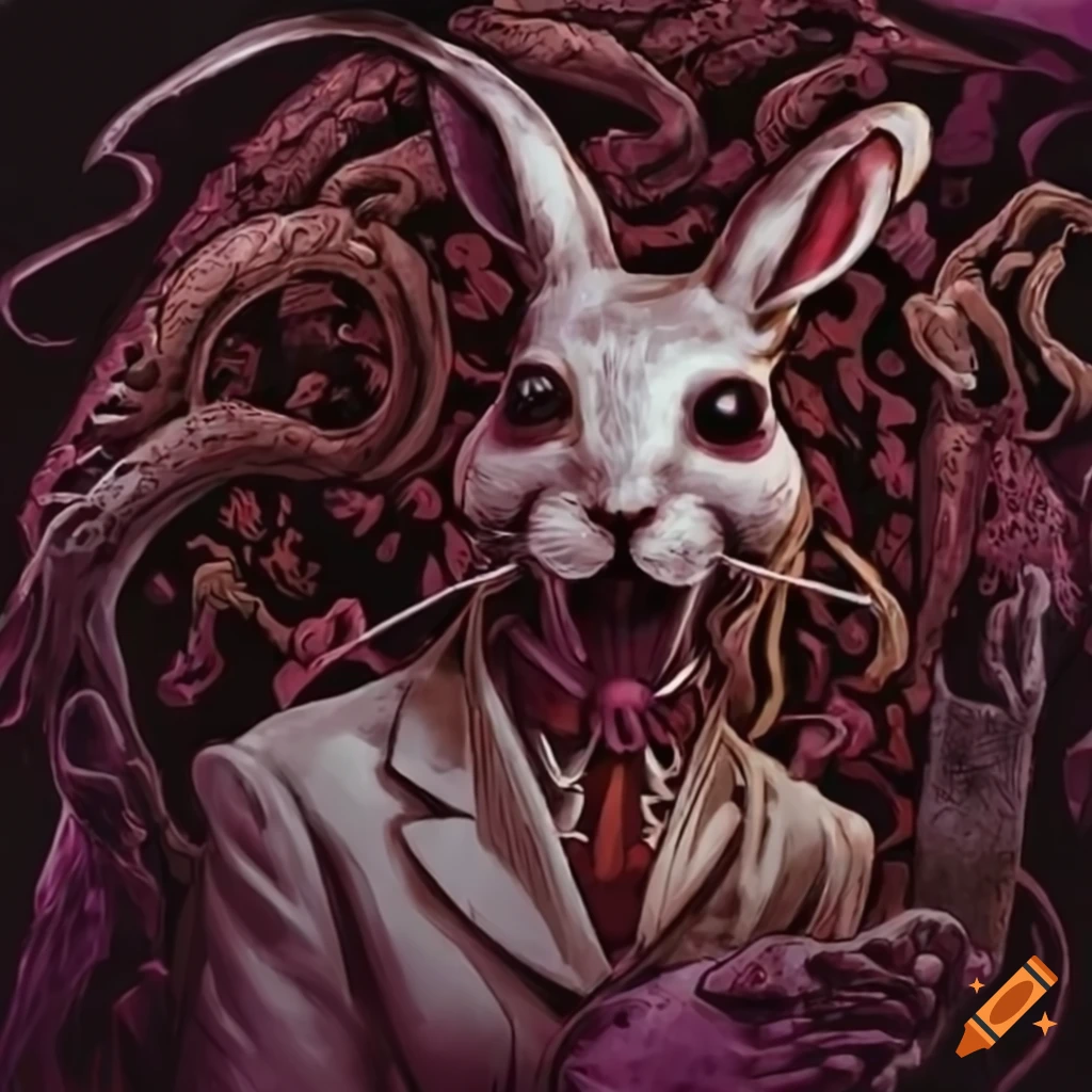 Rabbit with a lovecraft theme on Craiyon