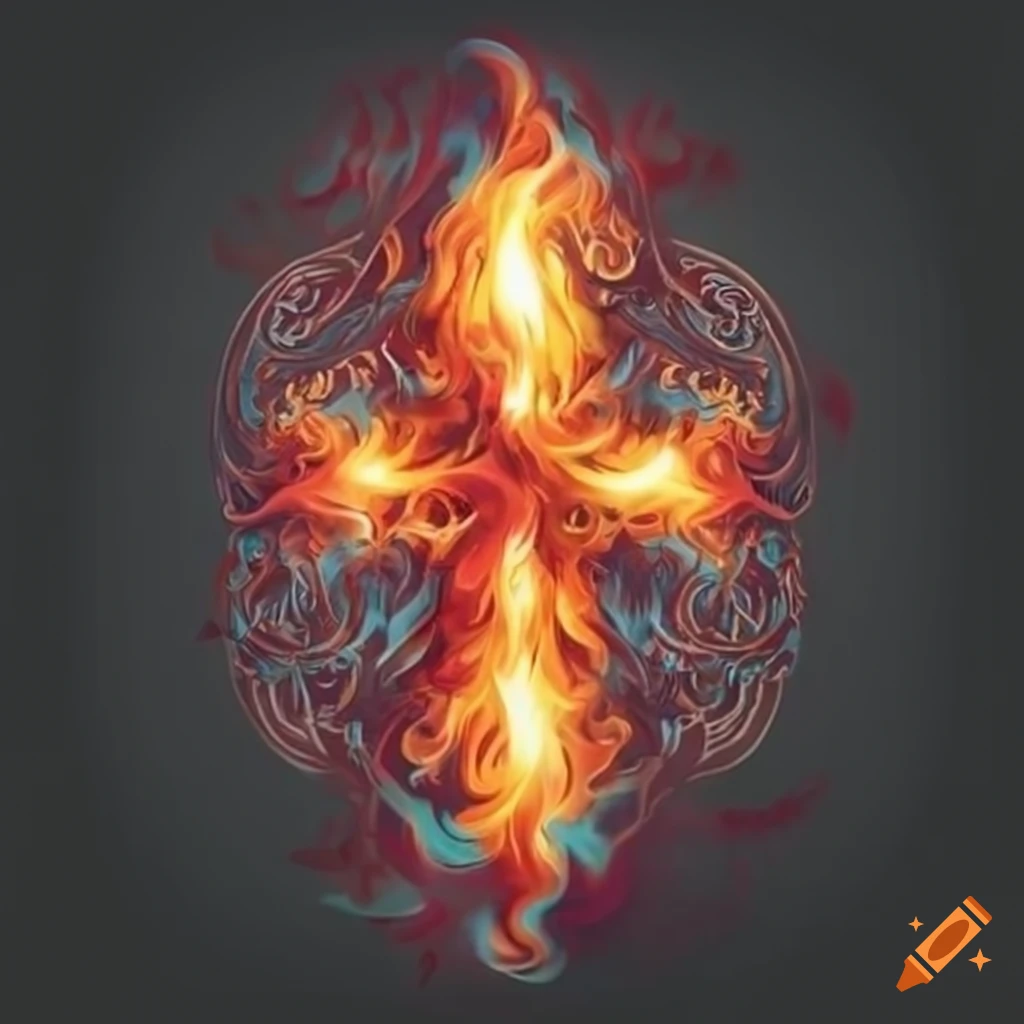 Flaming shield with a cross emblem on Craiyon