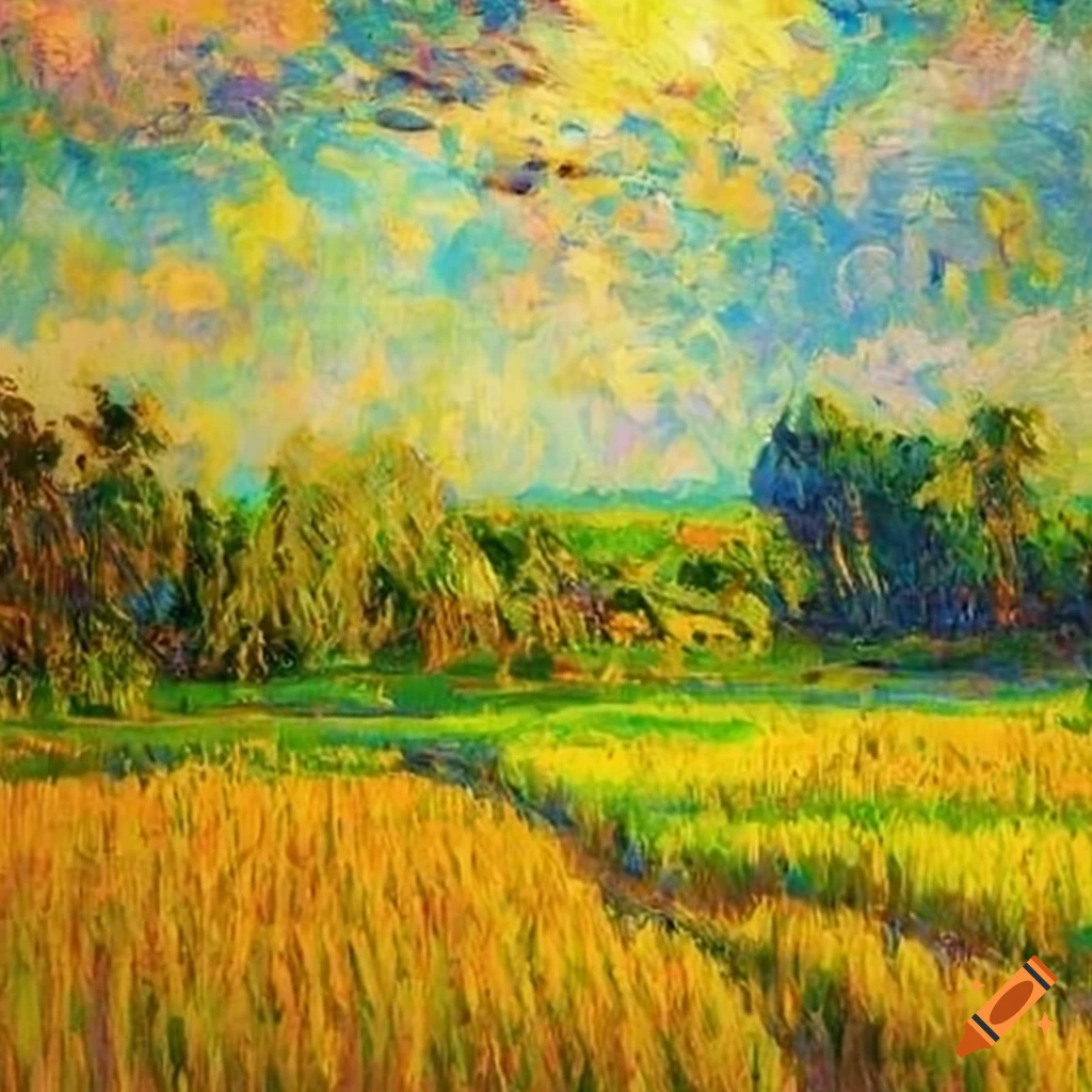 Impressionist painting of philippine rice fields on Craiyon