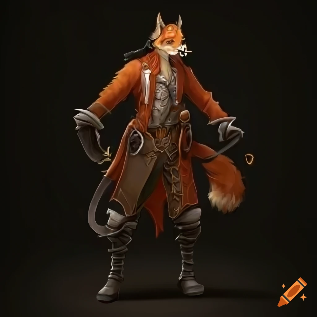 Male fox pirate character for root rpg on Craiyon