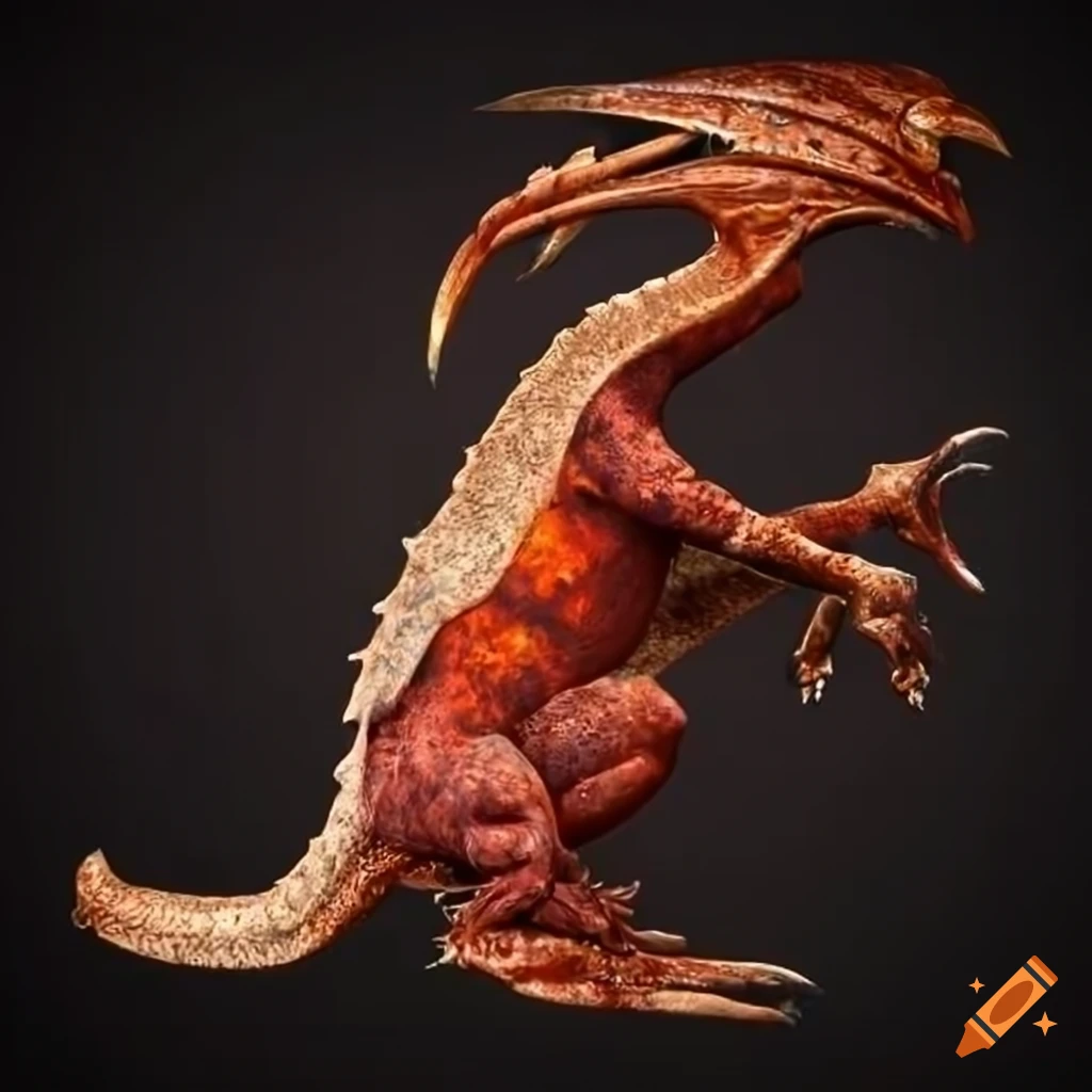 Red rusty dragon right leg with claws in side view on Craiyon