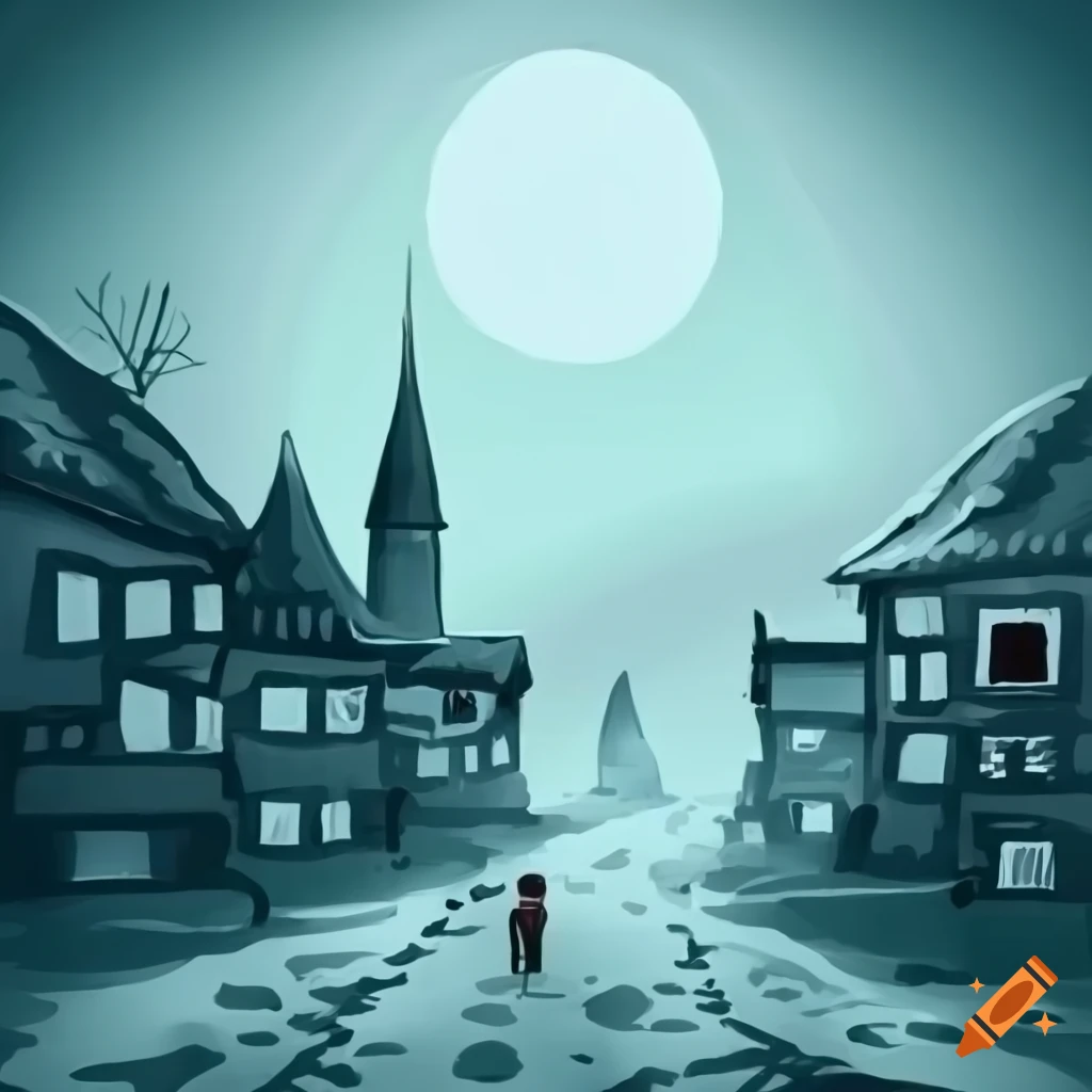 Empty village with a feeling of restriction in monochrome minimalist ...