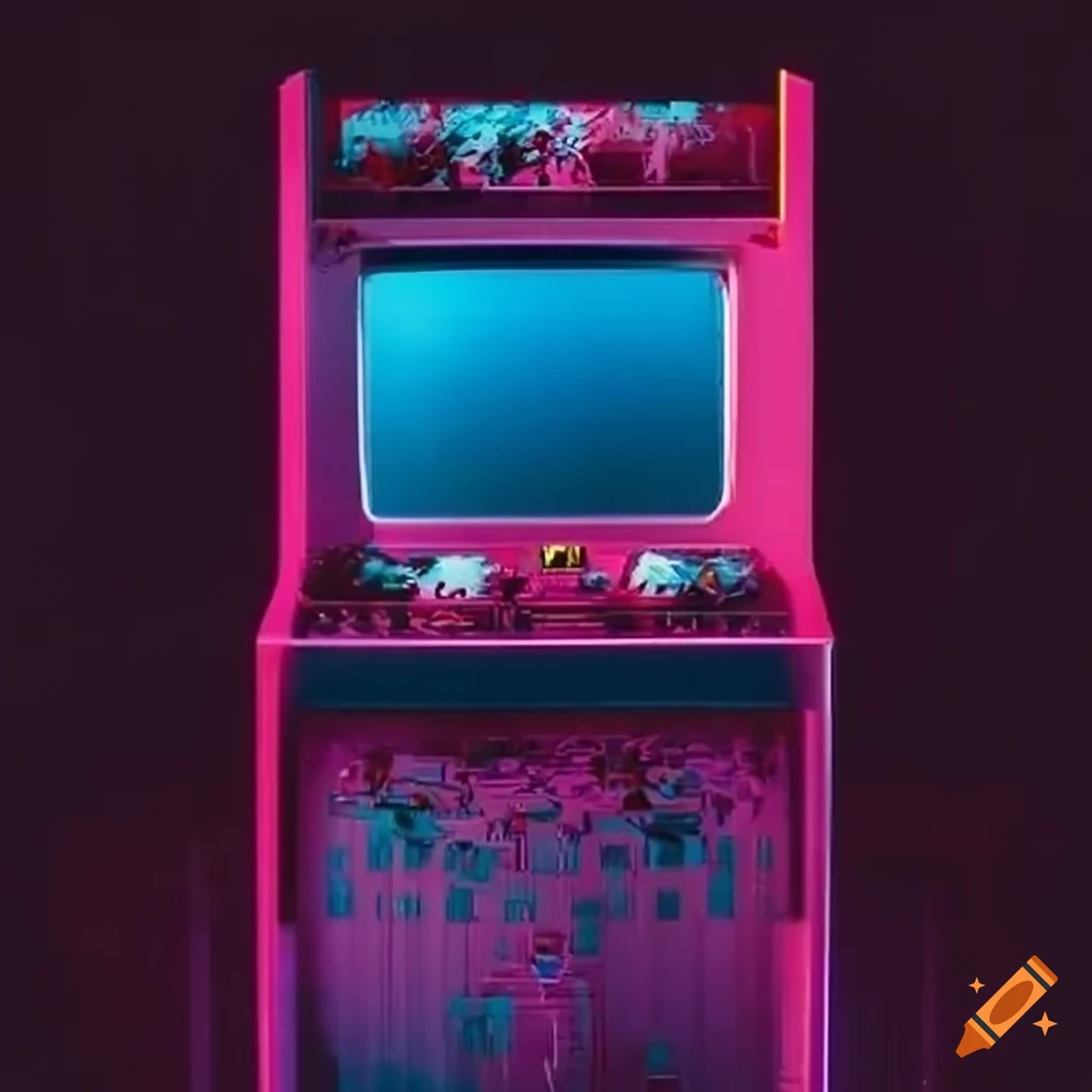 Cathodic tv screen of an arcade video game on Craiyon