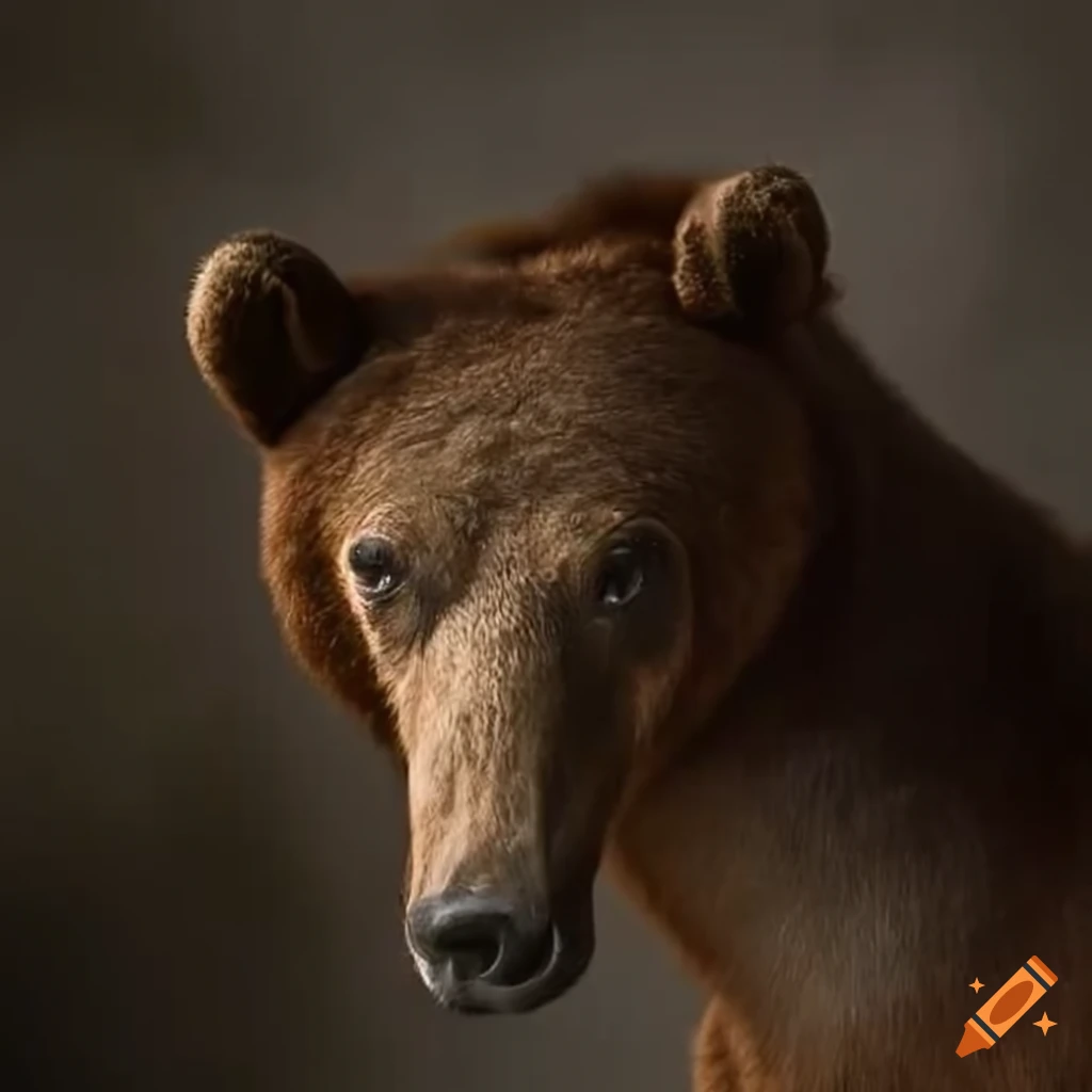 Realistic bear with a horse-like face and elongated snout on Craiyon