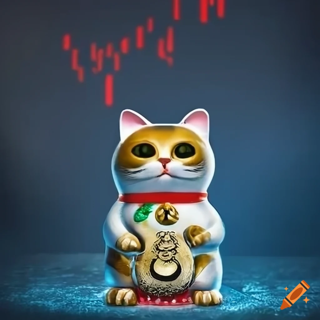 Maneki neko cat trading cryptocurrency on Craiyon