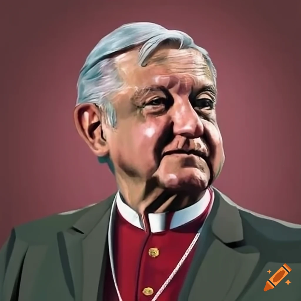 Satirical depiction of a bishop with amlo's face on Craiyon