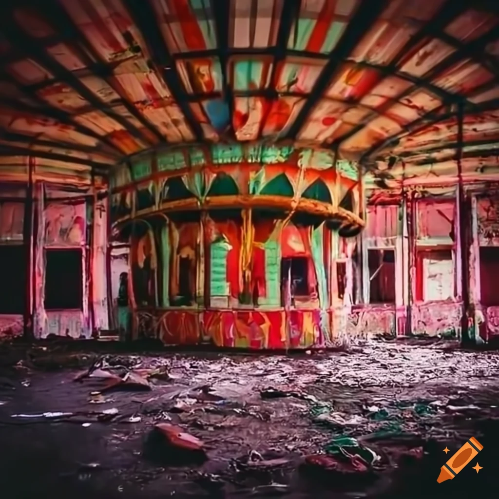 Abandoned circus carnival grounds with a mysterious and uneasy feeling ...