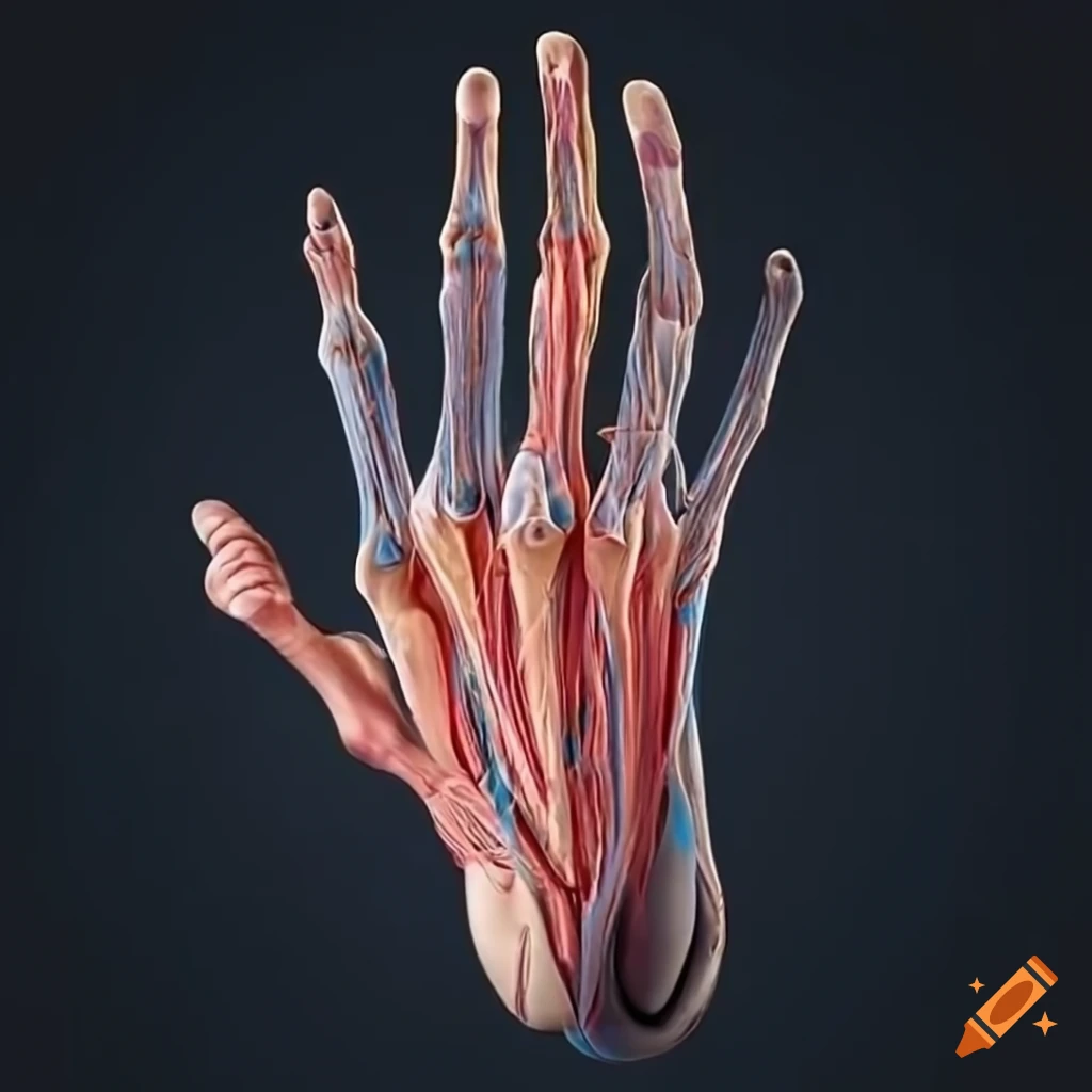 Anatomy of a hand on Craiyon