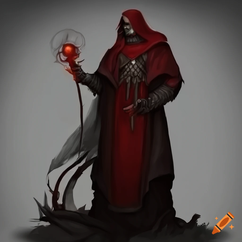 Dark fantasy red-robed cleric on Craiyon