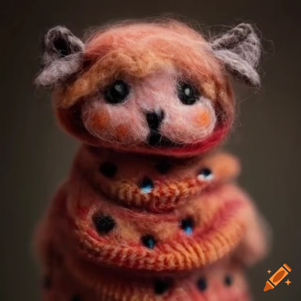 Stylish felted wool creatures in designer wool clothing on Craiyon