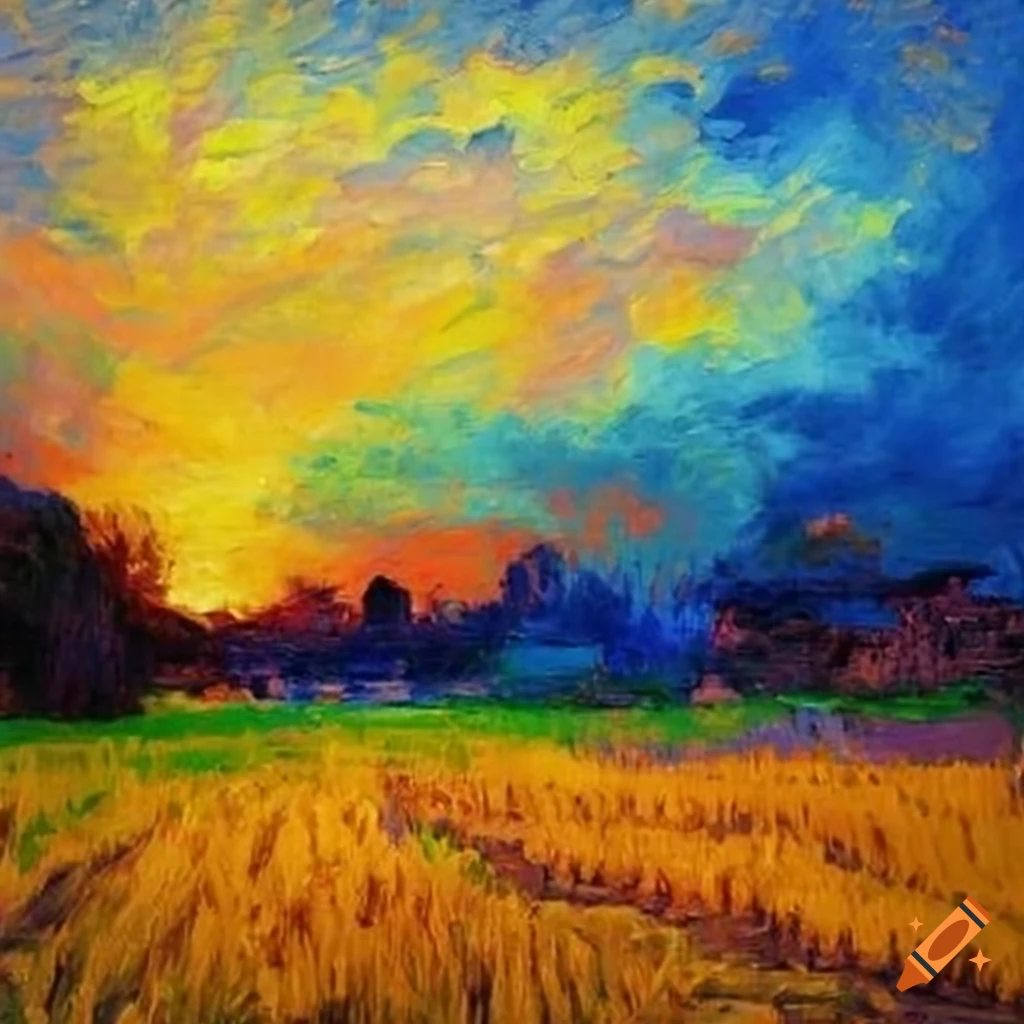 Impressionist painting of philippine rice fields on Craiyon