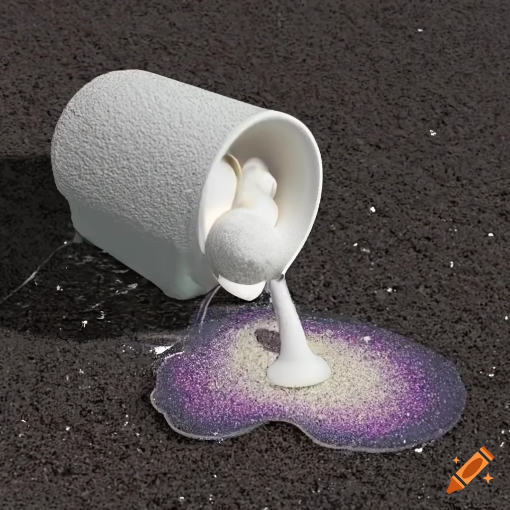 Styrofoam double cup spilling glitter liquid on the ground in a 3D ...