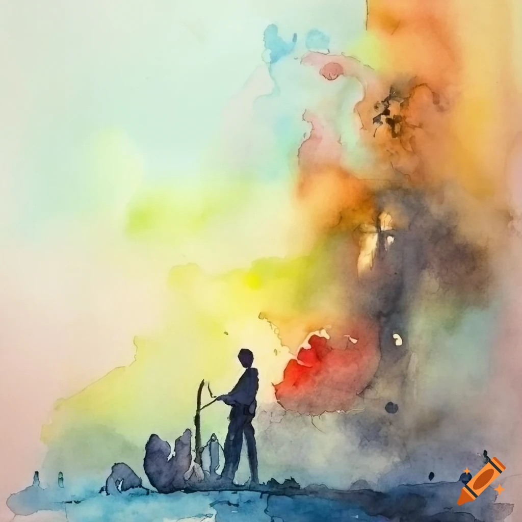 Watercolor painting depicting pollution on Craiyon