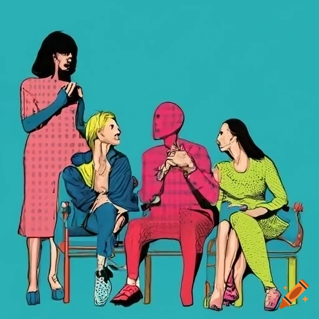 Pop art illustration of people from diverse backgrounds chatting ...