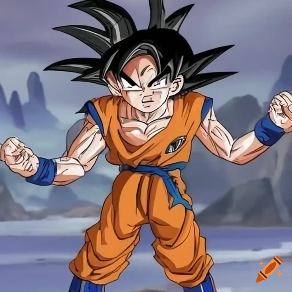 Goku giving thumbs up and looking at the camera on Craiyon