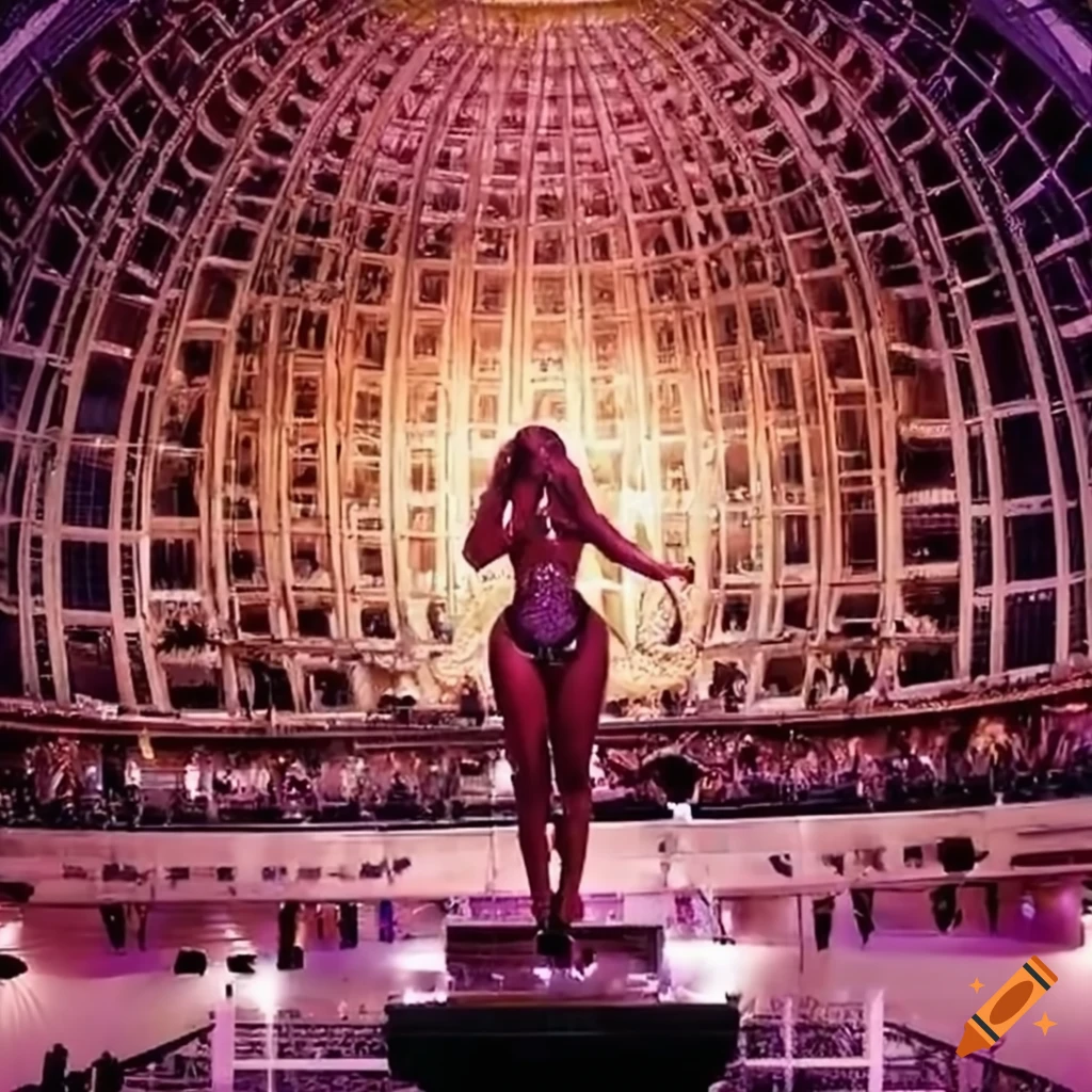 Beyonce performing at the Las Vegas Sphere concert on Craiyon