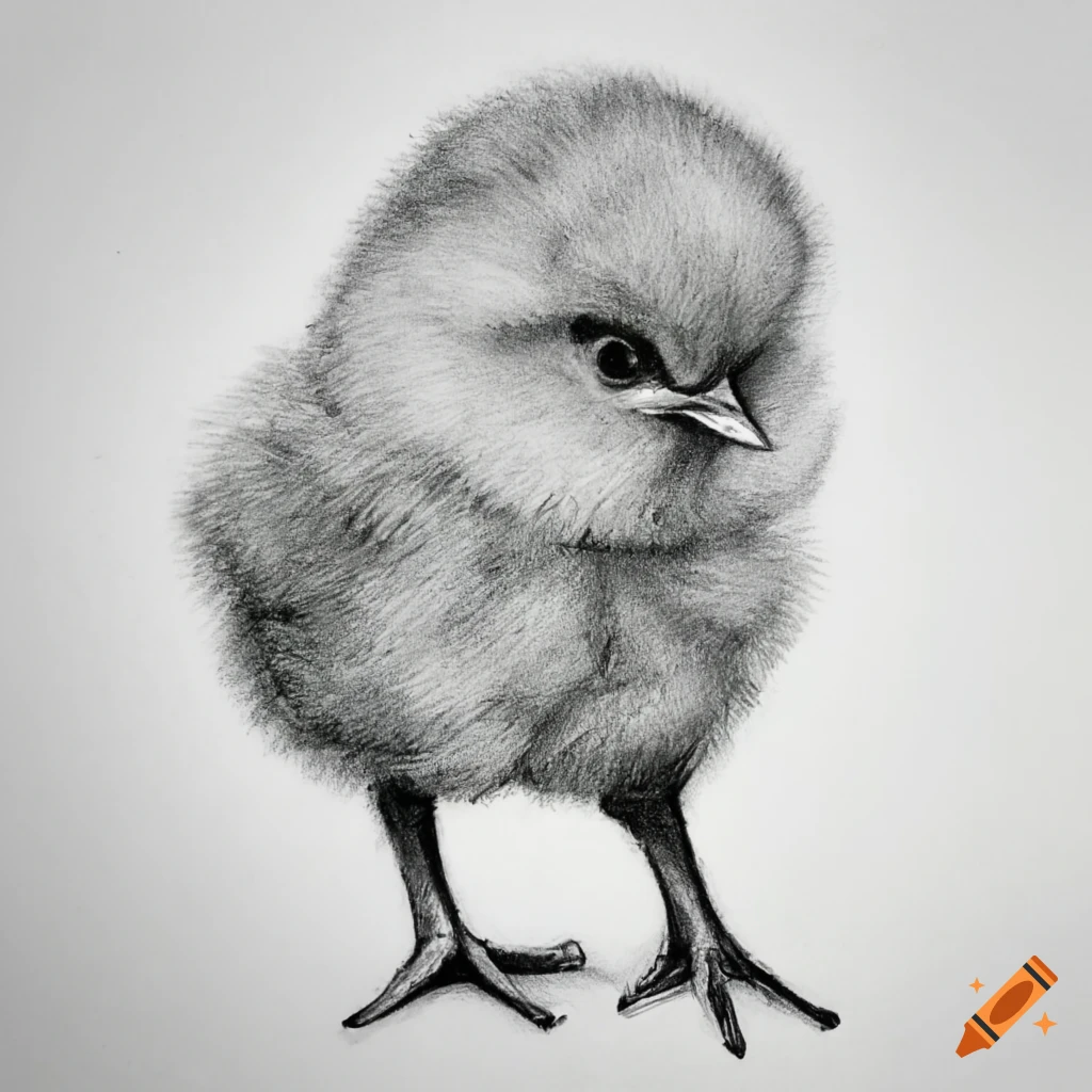 Pencil drawings of adorable baby chicks on Craiyon