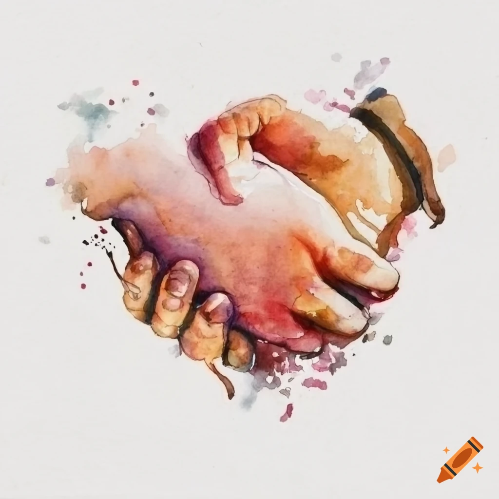Shaking hands in watercolor on Craiyon