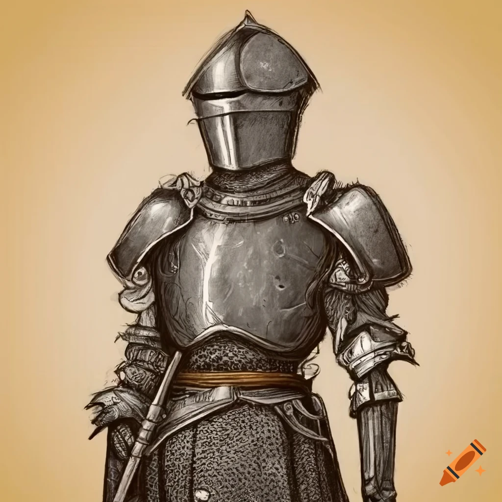 Medieval drawing of a knight on Craiyon