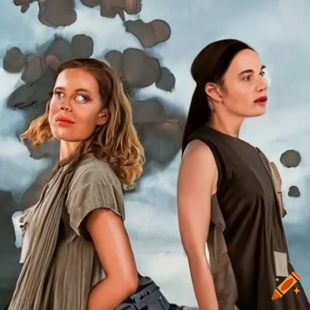 Bri Larson and Daisy Riddly in The Turd Wars movie poster on Craiyon